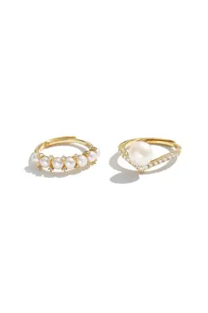 CLASSICHARMS Freshwater Pearl And -filled Stackable Ring Set