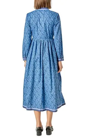English Factory Printed Long Sleeve Midi Dress