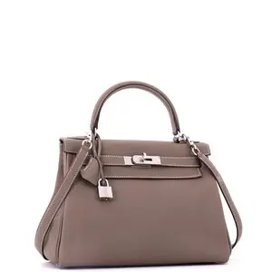 Hermès Kelly Handbag Togo With Palladium Hardware 28 - Grey