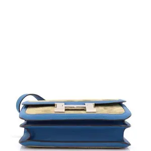 Hermès Constance Bag Doblis Suede With Swift 23 - Blue