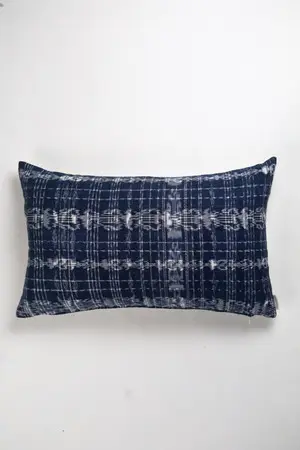 ARCHIVE NEW YORK Vintage Ikat Plaid Handwoven Cotton Throw Pillow