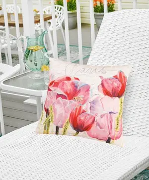 C&F HOME Tulips Garden "paris" Indoor/outdoor Accent Pillow 18" X 18