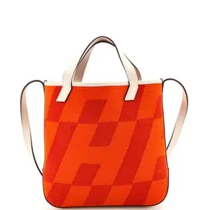 Hermès Cabas H En Biais Tote Canvas With Leather 27 - Orange