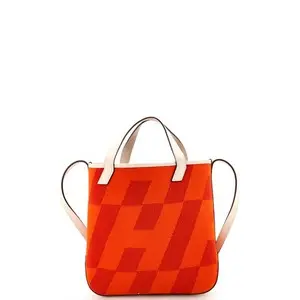 Hermès Cabas H En Biais Tote Canvas With Leather 27 - Orange