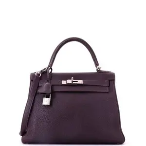 Hermès Kelly Handbag Purple Togo With Palladium Hardware 28 - Red