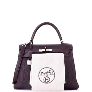 Hermès Kelly Handbag Purple Togo With Palladium Hardware 28 - Red