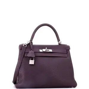 Hermès Kelly Handbag Purple Togo With Palladium Hardware 28 - Red