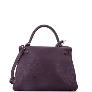 Hermès Kelly Handbag Purple Togo With Palladium Hardware 28 - Red