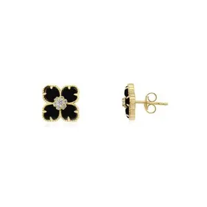 THE LOVERY Fine Jewelry Cubic Zirconia Flower Stud Earrings - Onyx