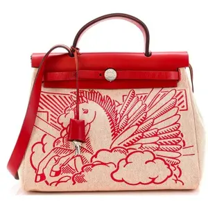 Hermès Herbag Zip Pegase Pop Toile And Leather 31 - Red