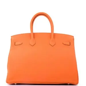 Hermès Birkin Handbag Orange Togo With Palladium Hardware 35 - Feu