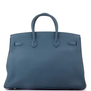 Hermès Birkin Handbag Blue Togo With Gold Hardware 35 - Colvert