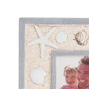 BEACHCOMBERS Large Shell & Sand 5x7 Photo Picture Frame