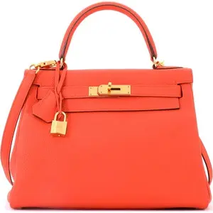 Hermès Kelly Handbag Orange Togo With Gold Hardware 28 - Red