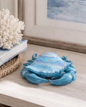 BEACHCOMBERS Iridescent Crab Large Ceramic Decorative Figurine 5.6"