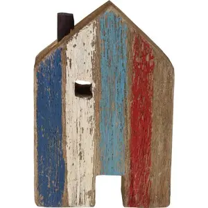 BEACHCOMBERS Wooden Seaside Village Cottage Decorative Figurine 6.5 - Red