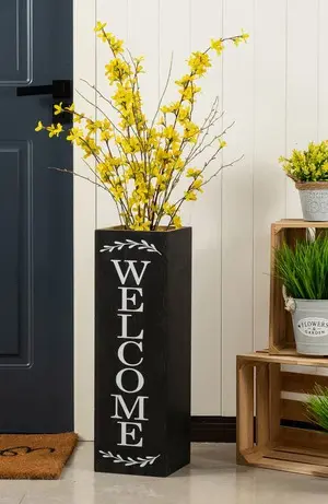 GLITZHOME 24"h Double Sided Solid Wood Boxed Welcome Or Porch Sign - Black