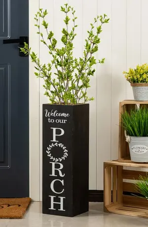 GLITZHOME 24"h Double Sided Solid Wood Boxed Welcome Or Porch Sign - Black