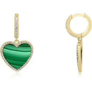 THE LOVERY FINE JEWELRY And Cubic Zirconia Heart Dangle Earrings - Malachite