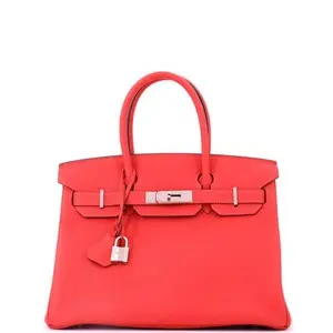 Hermès Birkin Handbag Togo With Palladium Hardware 30 - Red