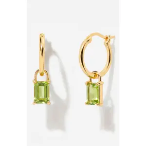 LITTLE SKY STONE Gold Plated Sterling Silver Hoop Earrings With Gemstone Charm - Peridot