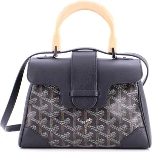Goyard Saigon Top Handle Bag Coated Canvas With Leather Mini - Black