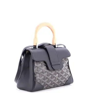 Goyard Saigon Top Handle Bag Coated Canvas With Leather Mini - Black