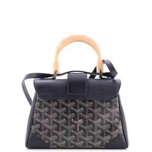 Goyard Saigon Top Handle Bag Coated Canvas With Leather Mini - Black