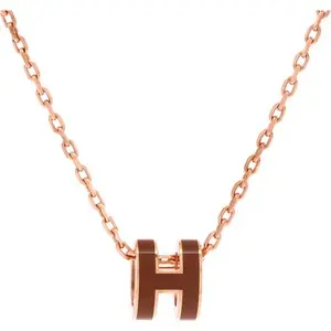 Hermès Pop H Pendant Chain Necklace Metal And Enamel Mini Neutral