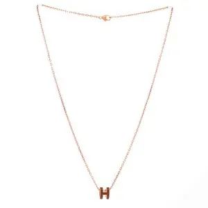 Hermès Pop H Pendant Chain Necklace Metal And Enamel Mini - Neutral