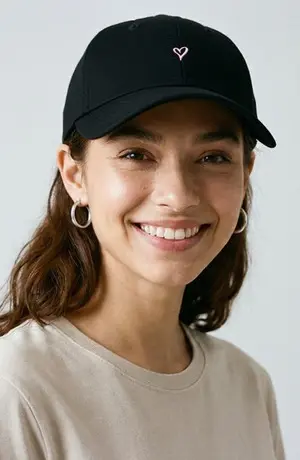 DALIX Mini Heart Embroidered Cap - Black