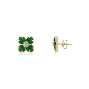 THE LOVERY FINE JEWELRY And Cubic Zirconia Flower Stud Earrings - Malachite