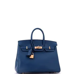 Hermès Birkin Handbag Blue Swift With Gold Hardware 25 - Deep Blue