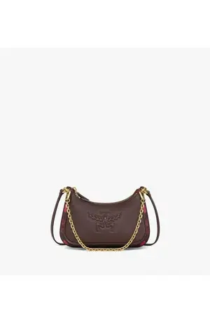 Mcm Aren Duo Hobo In Maxi Visetos And Calfskin - Cinnamon