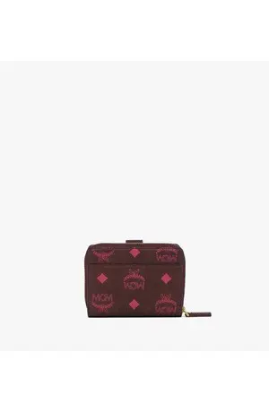 Mcm Aren Brass Plate Wallet In Visetos