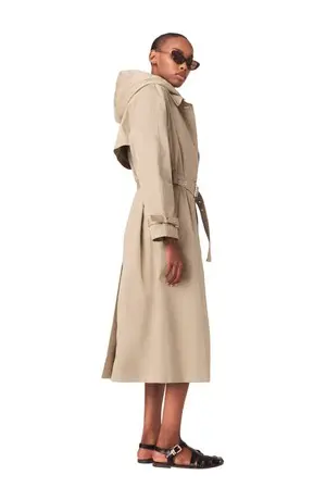 Maje Cotton Trench Coat With Removable Hood
