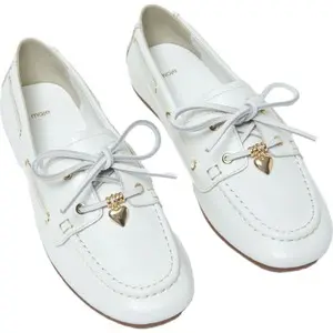 Maje Leather Boat Shoes With Gold Accents - White