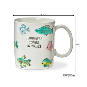 TAG Happiness Comes In Waves Mug Multi Stoneware Summer