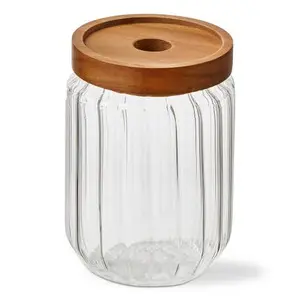 TAG Ribbed Glass Canister Medium Glass Everyday - Clear