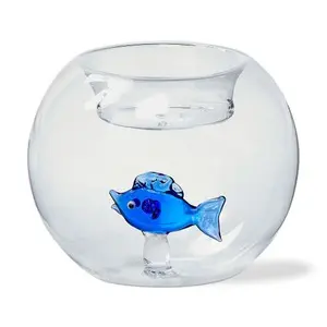 TAG Fish Globe Tealight Holder Glass Summer - Blue