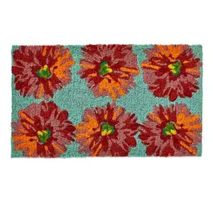 TAG Blooming Coir Mat Rectangle Indoor Outdoor Welcome Mat - Red