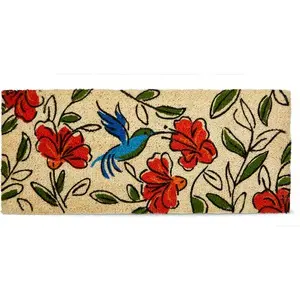 TAG Sketched Hummingbird Estate Coir Mat Multi Coir Everyday - Red