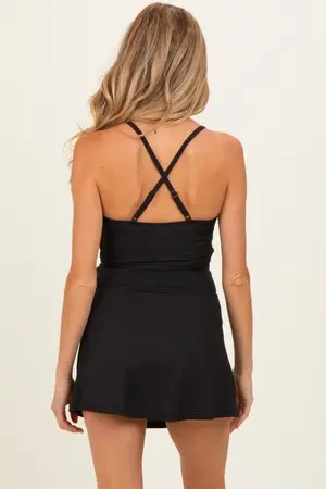 PINKBLUSH Ribbed Crop Tank And Swim Skirt Maternity Set
