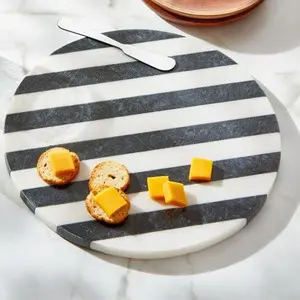 TAG Striped Round Marble Board Multi Marble Everyday
