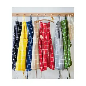 TAG Classic Check Bib Apron Large Pocket Waist Tie