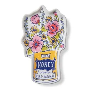 TAG Honey Jar Bouquet Trinket Dish Multi Ceramic Everyday - Blue