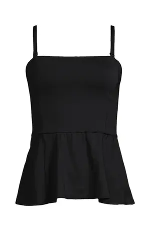 LANDS' END Sculpting Peplum Tankini Top - Black