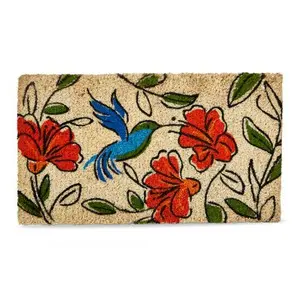 TAG Sketched Hummingbird Coir Mat Multi Coir Everyday - Red