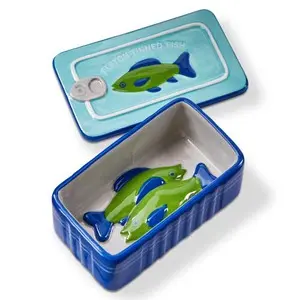 TAG Tinned Fish Trinket Dish Multi Earthenware Summer - Blue