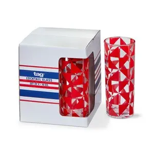 TAG Pinwheel Drinking Glasses Set Of 4 Dishwasher Safe - Red